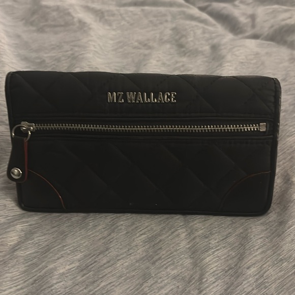MZ Wallace | Accessories | Mz Wallace Wallet Black Material With Red Leather Inside Minor Scuffs ...